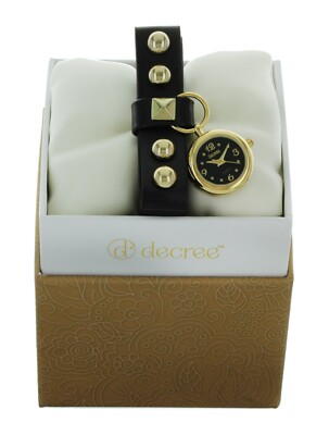 WOMEN'S DECREE ANALOG FASHION WATCH BLACK BOW STRAP CHARM STYLE DCR95 ...