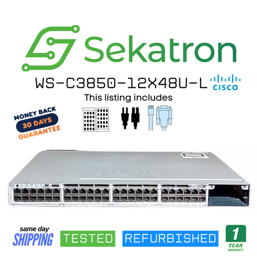 ♻️ Cisco WS-C3850-12X48U-L 48-Port UPoE Switch w/ PSU & Fans⚡Ready-to ...