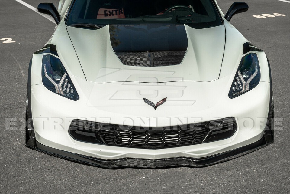 EOS STAGE 3 CARBON FIBER FRONT SPLITTER EXTENSION WINGLETS FOR CORVETTE ...