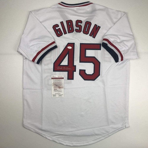 Autographed/Signed BOB GIBSON St. Louis White Baseball Jersey JSA COA ...