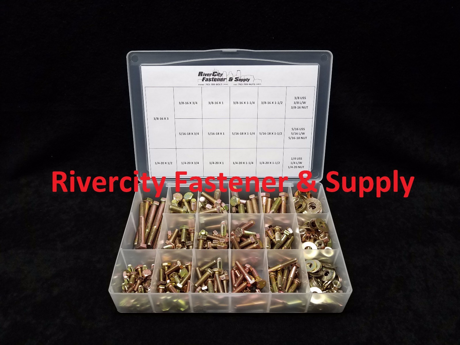 GRADE 8 BOLT, NUT AND WASHER ASSORTMENT / KIT 334 pieces COARSE THREAD ...