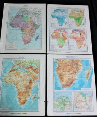 LOT OF 4 AFRICA MAP PAGE PLATES 1928 VINTAGE ITALIAN GEOGRAPHICAL ...