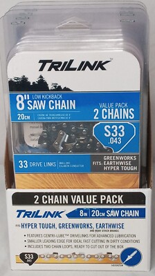 TriLink 2 Saw Chain Value Pack S33 .043 8" Saw Chain 33 Drive Links ...