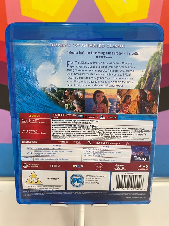 MOANA [Blu-ray 3D + Blu-ray] (2016) Disney UK Exclusive 3D Release 2 ...