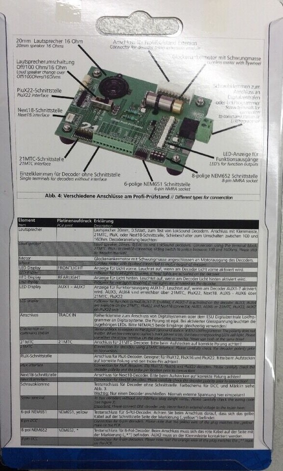 ESU 53900 ~ Newest Version ~ DCC Decoder Tester ~ Cube Speaker, E24 ...