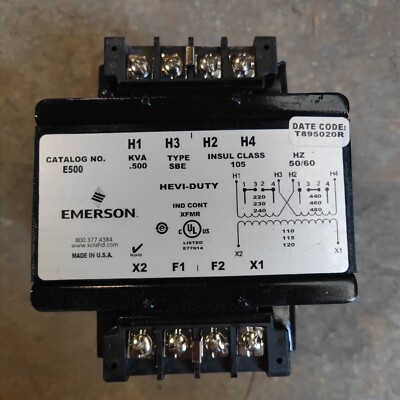 Emerson SolaHD E500 SBE Control Transformer, 240/480 VAC / 120VAC 0.5 ...