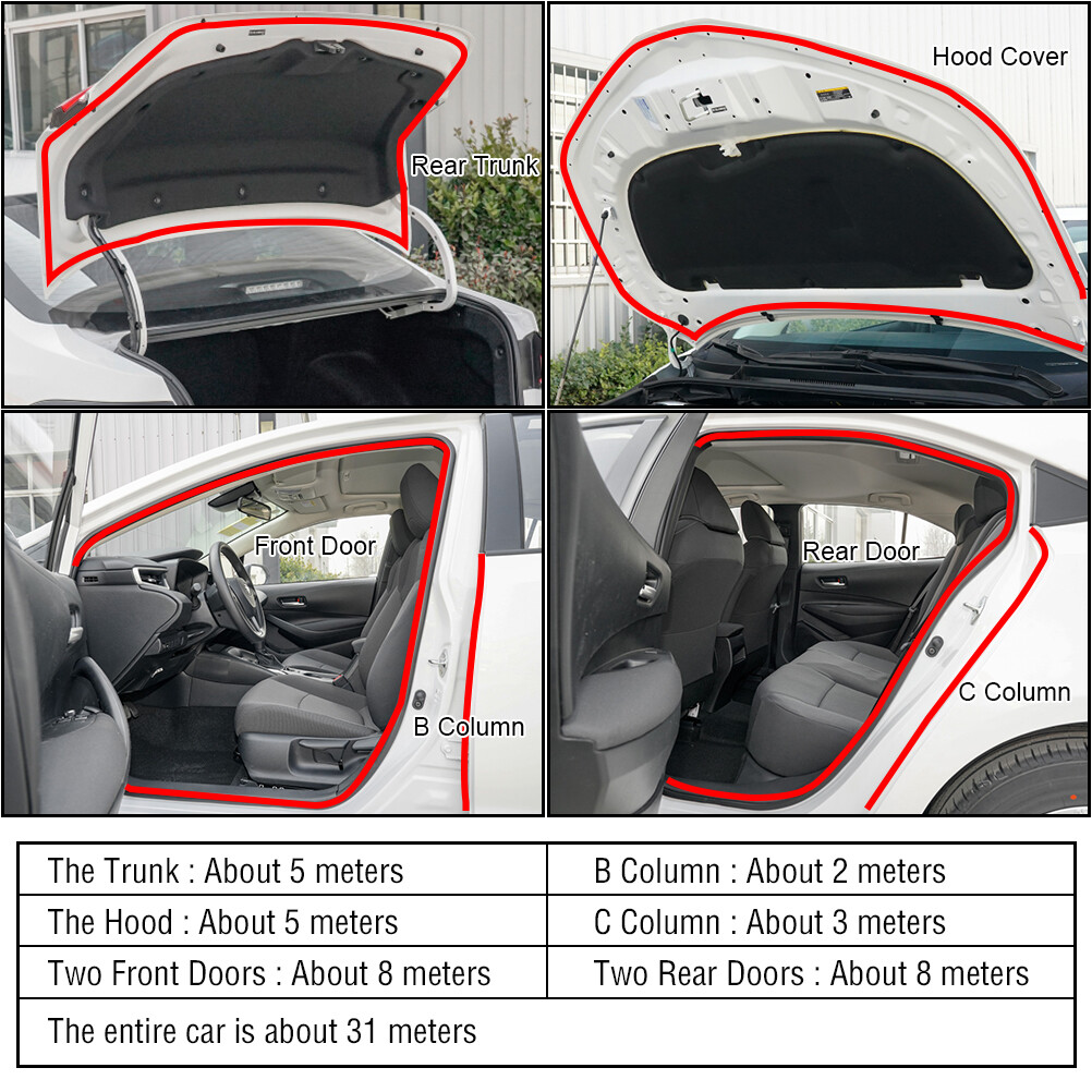 Car 16M/52ft L-Shape Door Trunk Seal Strip Rubber Weather Strip Edge ...