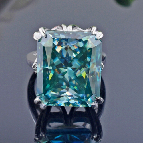 15 ct Lab Created Blue Diamond Engagement Ring In 925 Sterling Silver ...