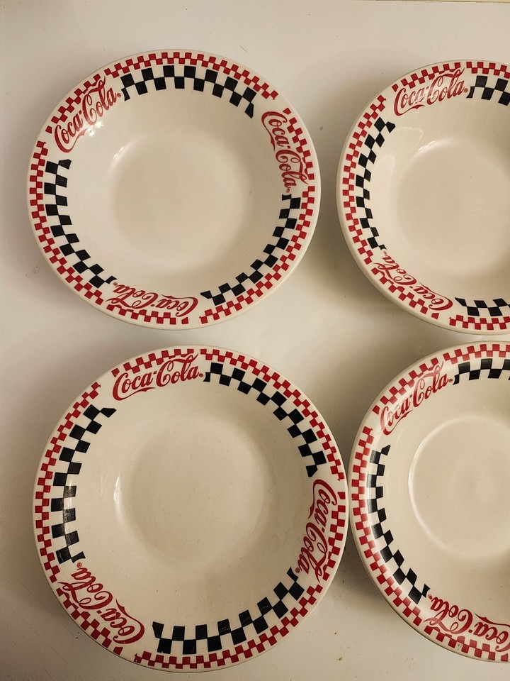 5 Vintage Gibson Coca Cola Dinnerware Saucers/ Bowls Black Red ...