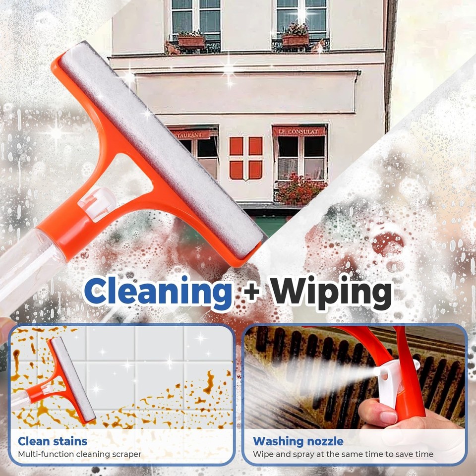 3 Pack Window Cleaning Scraper 2025 New Window Squeegee with Sprayer for Window | eBay