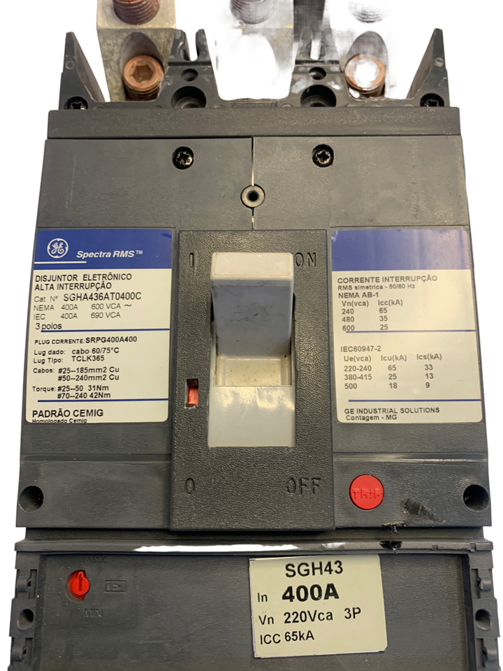 GE 400 AMP SPECTRA CIRCUIT BREAKER 600 VAC 3 POLE SGHA36AT0400 W/ 400A ...