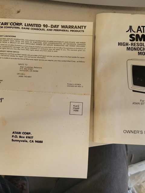 Atari SM124 Computer CRT Monitor Monochrome Display 1985 for sale ...