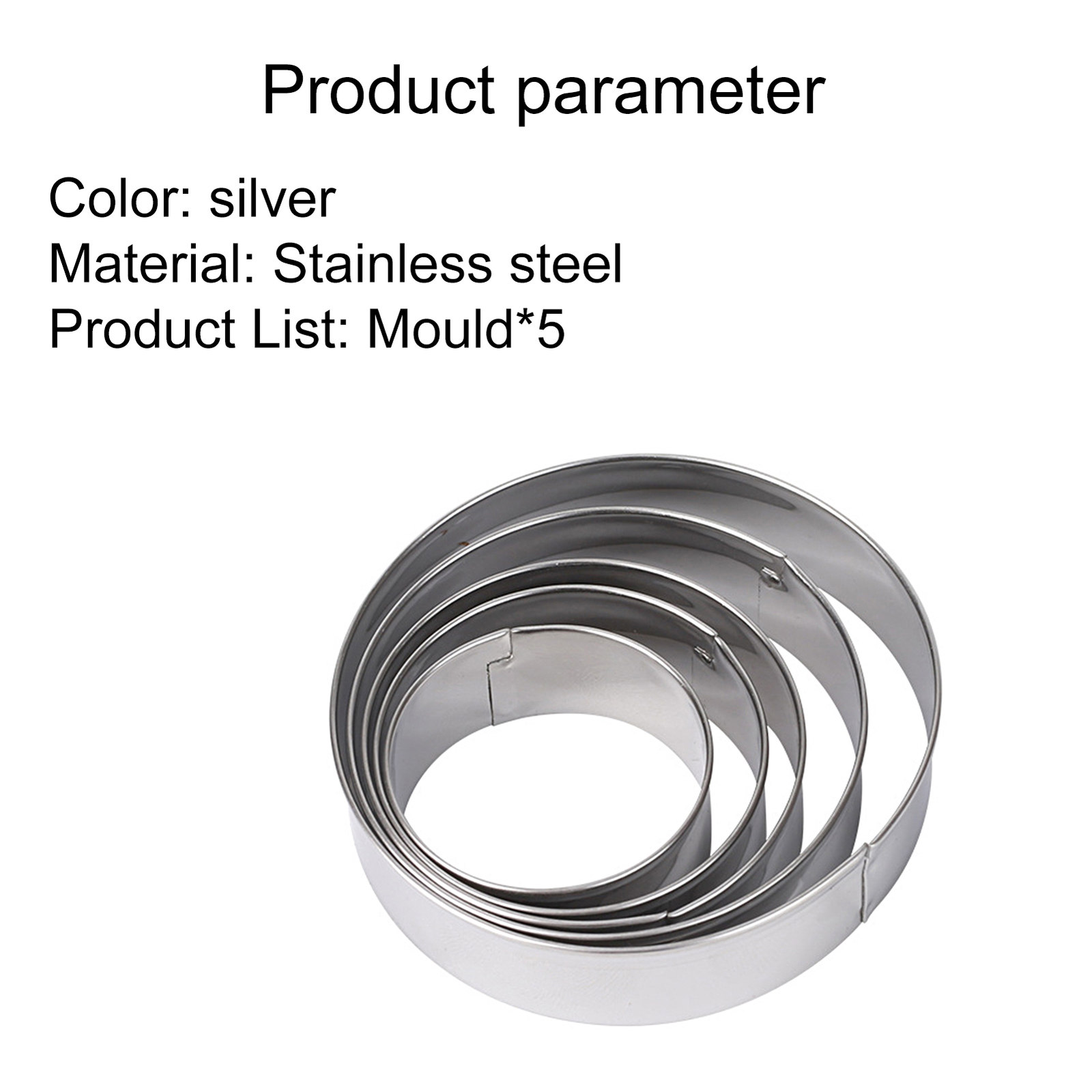 5pcs/set Pastry Mold Circle Sturdy Stainless Steel Pastry Mold Diy Tool ...