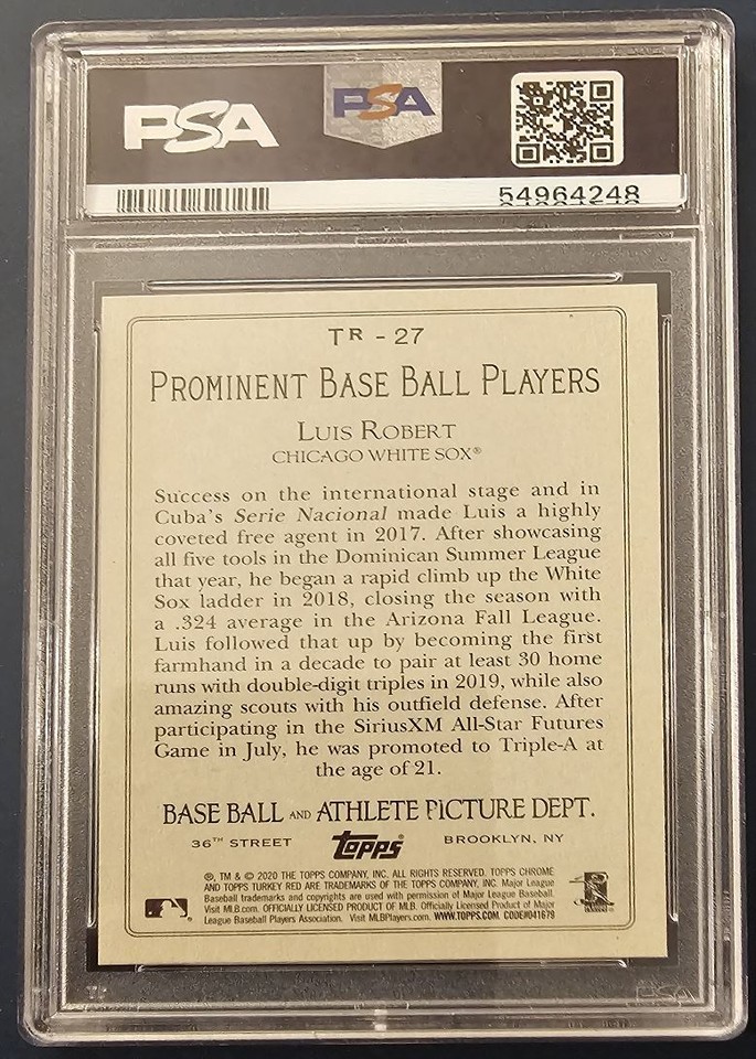 2020 Topps Turkey Red Baseball Luis Robert RC PSA 9 Chicago White Sox # ...