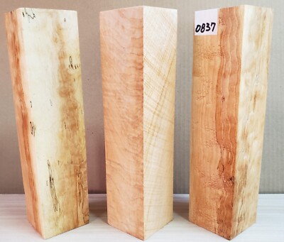Flame Figured Maple Lathe Wood 0837 Three Blanks 11.5 x 2.75 x 2.75 | eBay