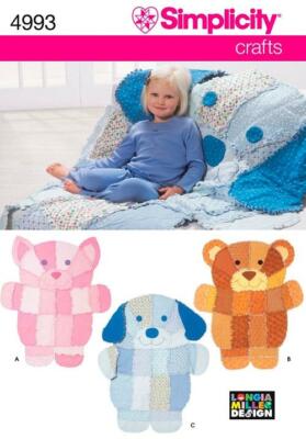 OOP Simplicity 4993 Rag Quilt Animal Shaped Bear Dog Cat Sewing Pattern ...