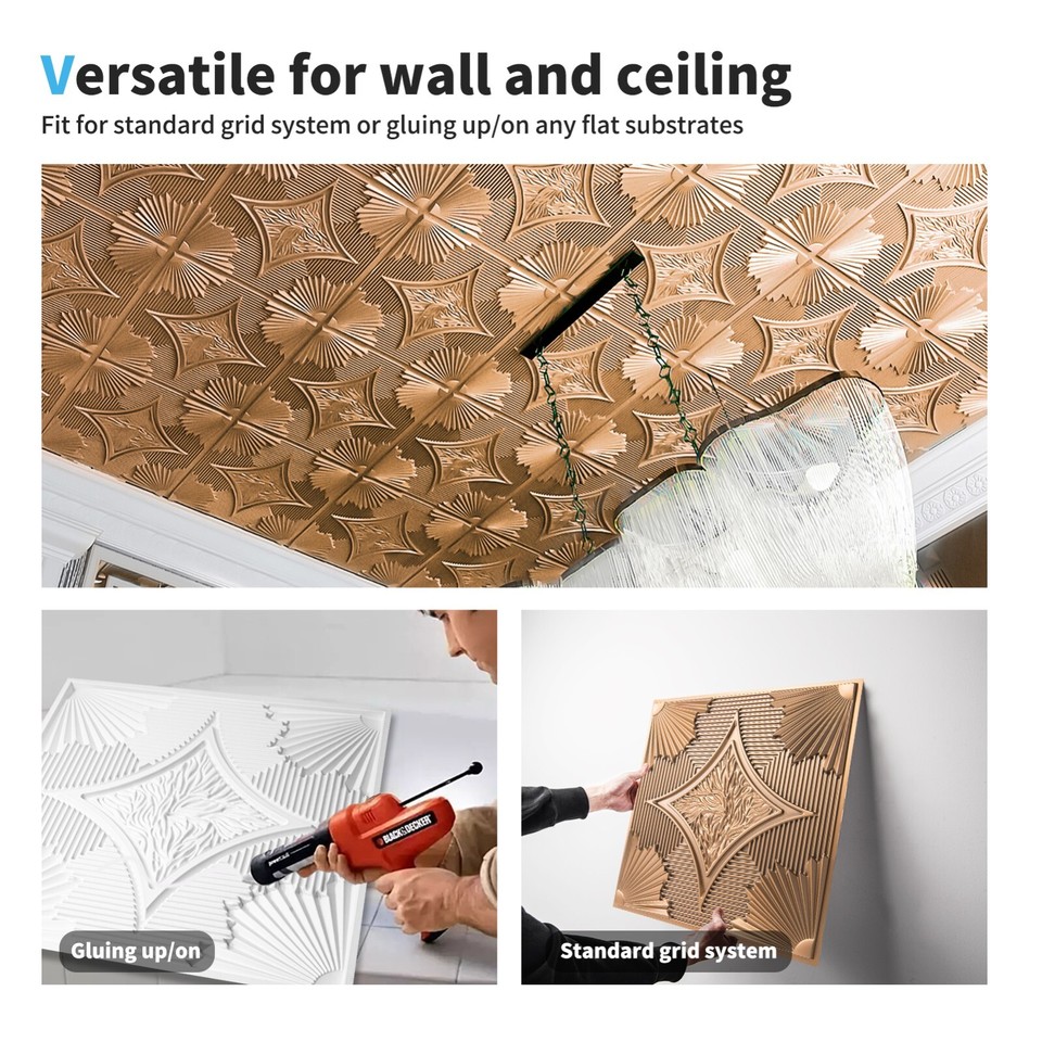 Art3d 12-Pack Drop Ceiling Tiles 24x24 in,3D PVC Wainscoting Panels in ...