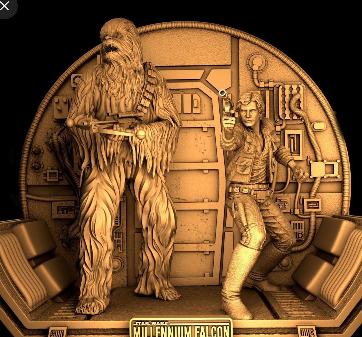 Star Wars Chewbacca And Han Solo 1/16 Scale Resin 3d printed model kit ...