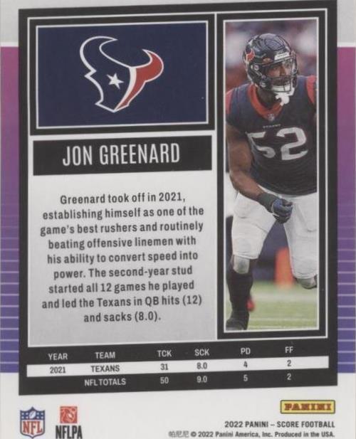 2022 Score Jon Greenard #5 for sale | eBay