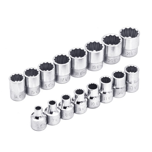 Genius Tools 16 Piece 3/8" Dr. Metric Hand Socket Set (12-Point) - TW ...