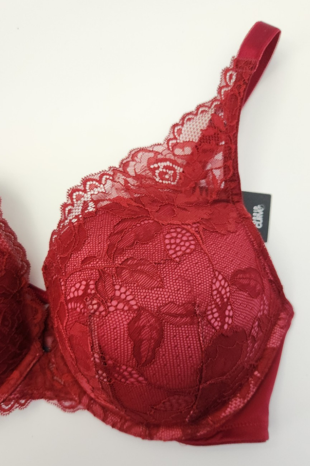 Torrid Curve 38D Push Up Plunge Red Lace Corset Lace Overlay Underwire ...