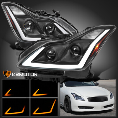 Fits Black 2008-2015 Infiniti G37 Q60 Coupe Projector Headlights LED ...