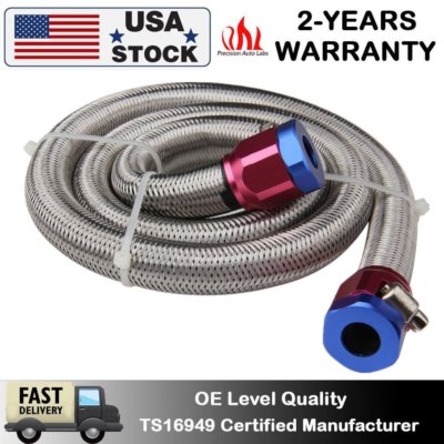 3ft Braided Stainless Steel Fitting 3/8" Fuel System Fuel Hose Line ...