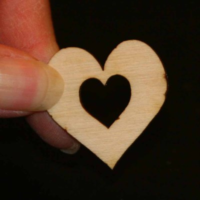 Heart Cutout - 1-1/4 with .5 inch heart cutout x 1/8 inch wood (HRTC-1. ...