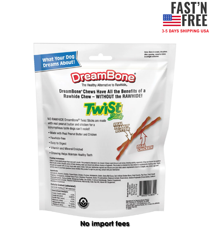 DreamBone Twist Sticks Rawhide-Free Chews for Dogs, 50 Count | eBay
