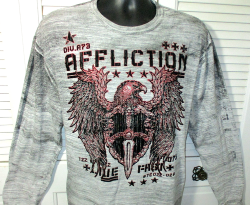 AFFLICTION "Live Fast" L/S T-Shirt~Double Sided Graphics~Men's Slim Fit ...