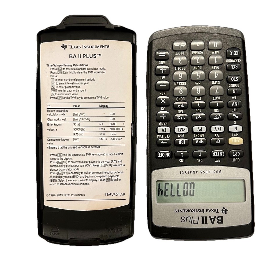 Texas Instruments TI-BA II Plus Financial Calculator With Cover Tested ...