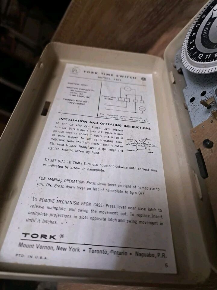 Tork 40a 120 Volt Timing Motor Time Switch Model 101 | eBay