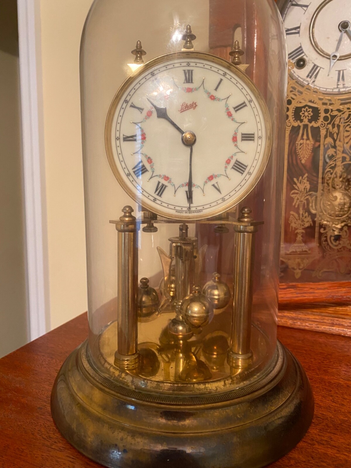 RARE VINTAGE GERMANY SCHATZ 49 EXTRA BARREL 400 DAY BALL PENDULUM CLOCK ...