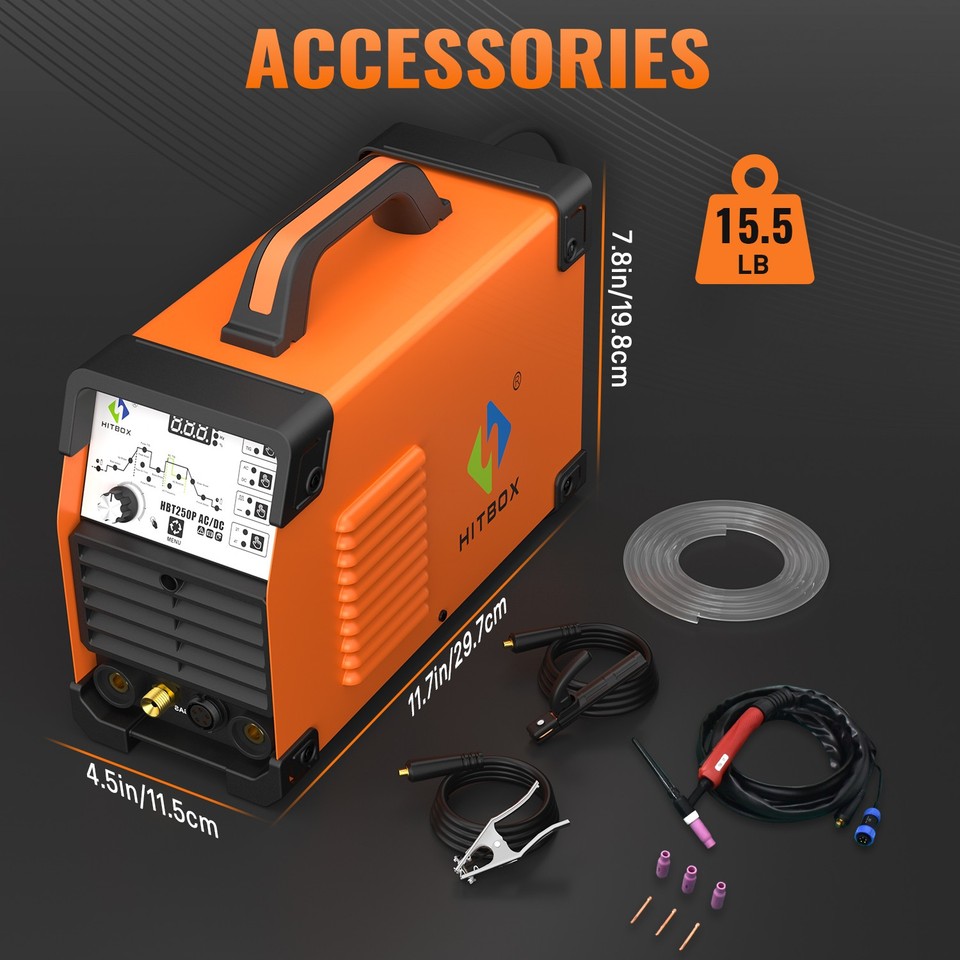 220V AC/DC HF Pulse TIG Welder Stick Welder 5in1 with 5-Pin10K Foot ...