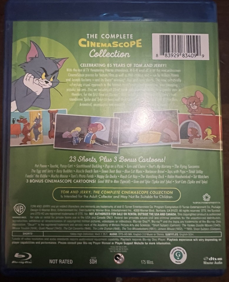 Tom & Jerry Complete Cinemascope Cartoon Collection - BLU-RAY Like New ...