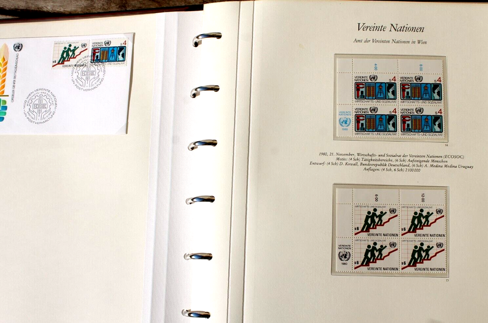 UNO Vienna Austria United Nations Stamps Collection 4 Blocks XX FDC O ...