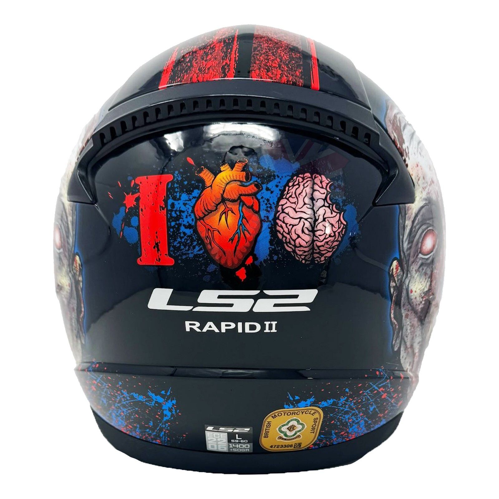 LS2 RAPID II FF353 ZOMBIE ECE22.06 FULL FACE MOTORCYCLE HELMET BLACK ...