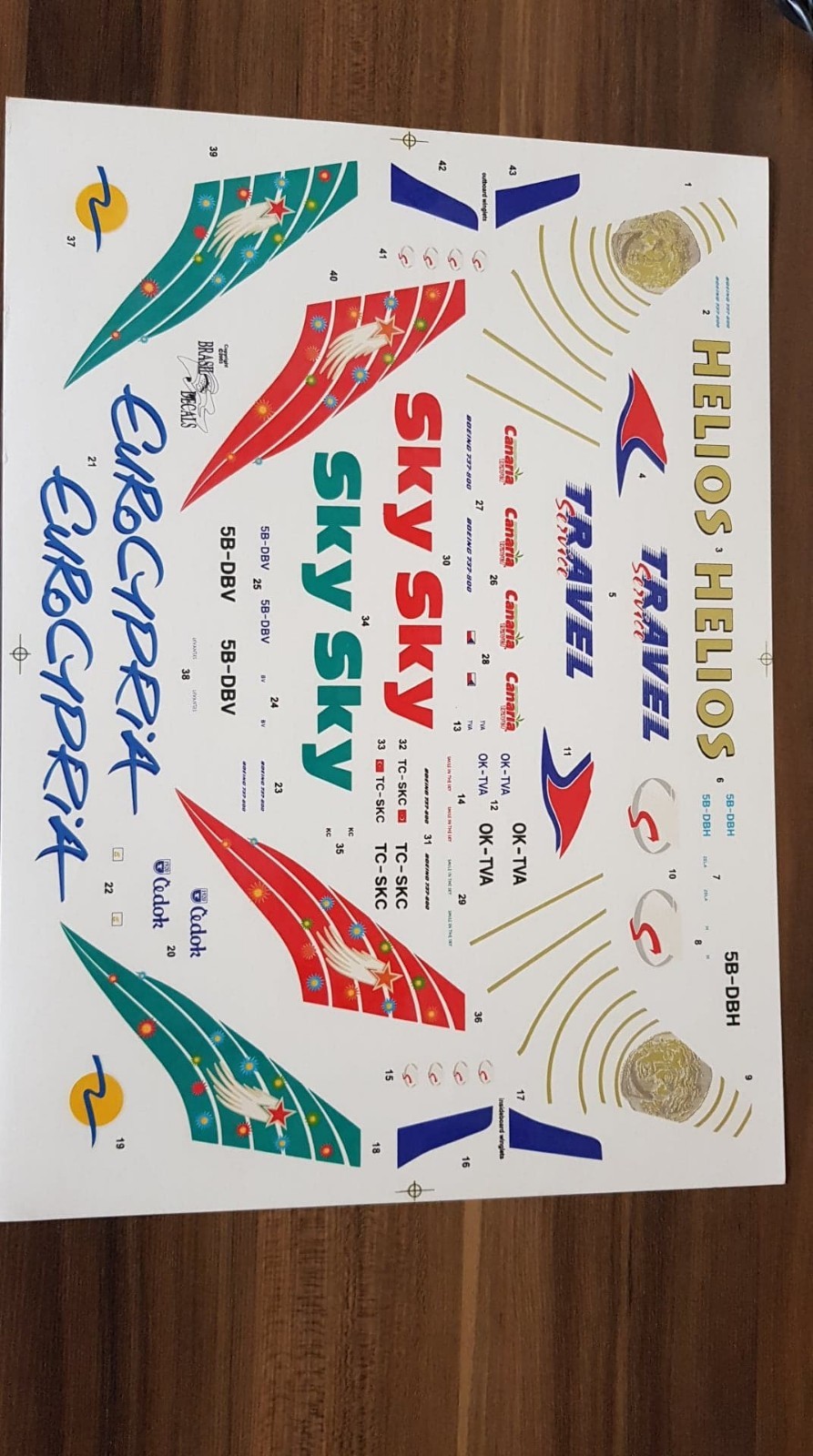 Boeing 737 Helios, Sky x2, Travel, Euro Cypria Brasil Decals BD144-31 1 ...