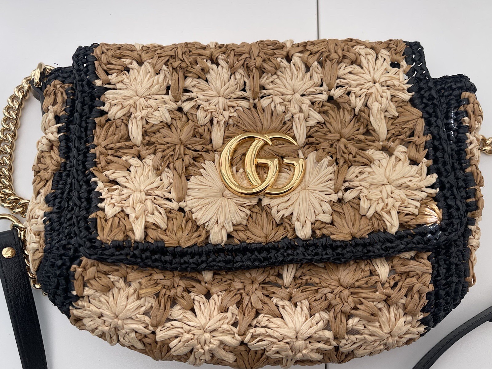 Gucci GG Small Marmont Raffia Chain Shoulder Bag *New… - Gem