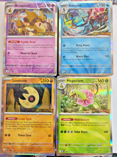 Mega Evolution Prerelease Pokemon Promo set Meganium Inteleon Alakazam Lunatone | eBay