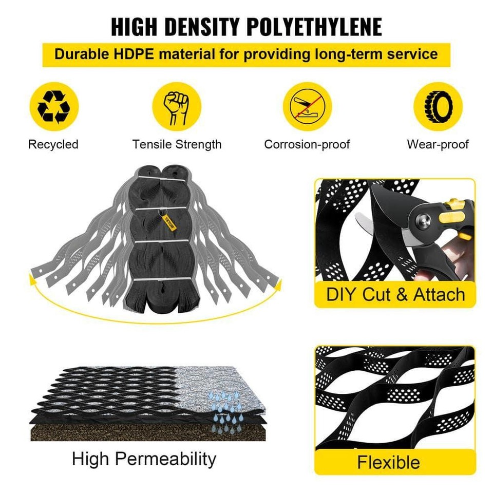 Geocell Ground Grid 25 Ft. X 9.5 Ft. X 3 In. Geo Grid Driveway 108 Sq ...