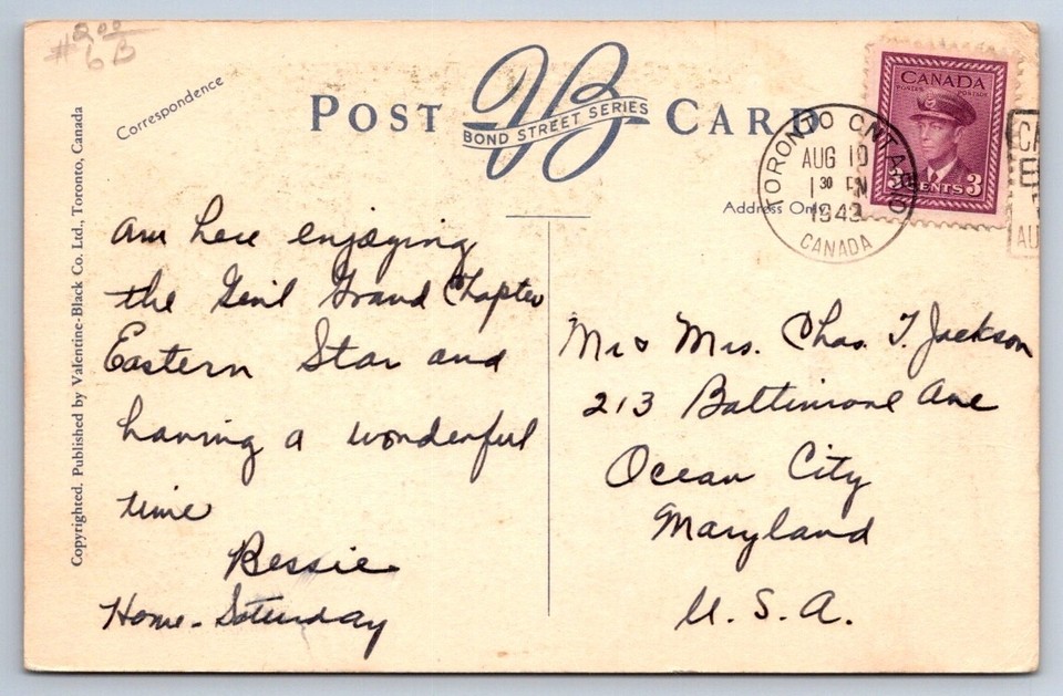 Toronto General Hospital, Ontario Canada, Vintage 1943 Valentine Black ...