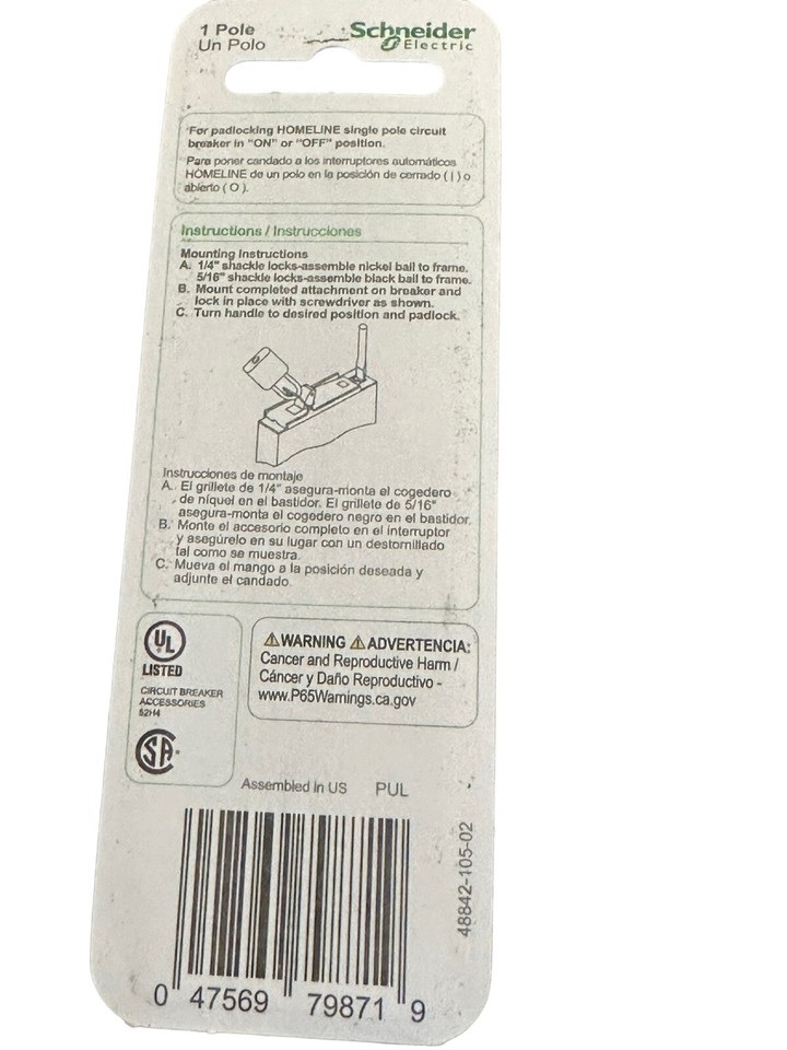 Square D HOMELINE HOM1PA Circuit Breaker Handle Padlock Attachment | eBay