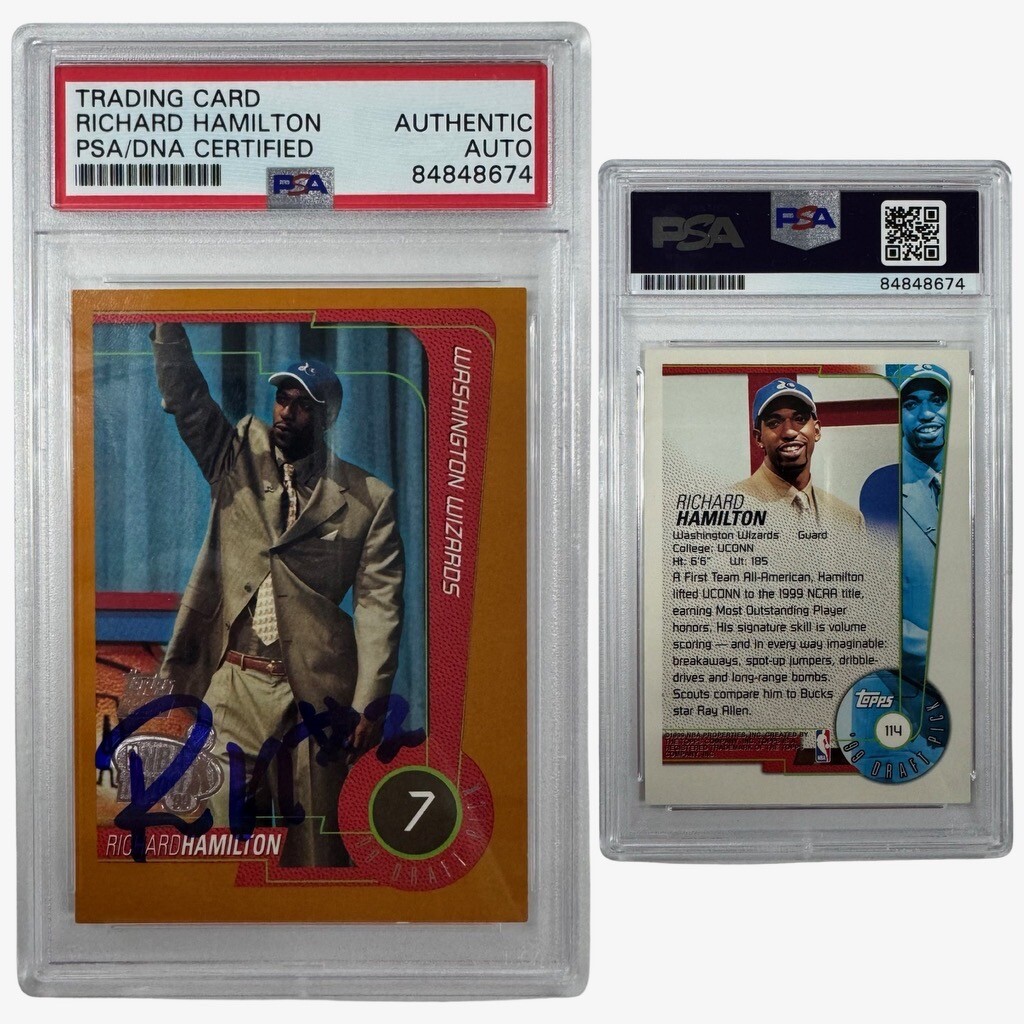 2000 Richard Hamilton Autographed Topps NBA Tipoff 99 RC #114 PSA ...