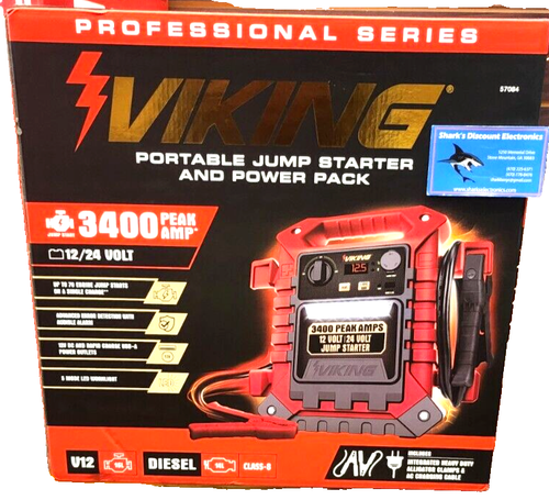 VIKING 57084 3400 Peak Amp Pro Portable Jump Starter & Power Pack NEW ...