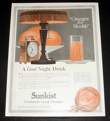 1917 OLD MAGAZINE PRINT AD, SUNKIST ORANGES FOR HEALTH, IT'S A GOOD ...
