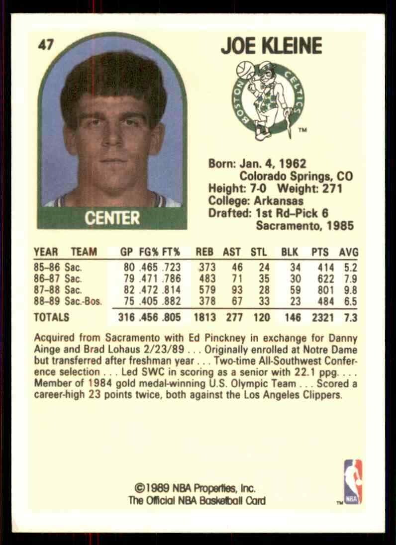 1989-90 NBA HOOPS Basketball Trading Card 🏀 JOE KLEINE #47 😎 Boston Celtics 🏀 | eBay