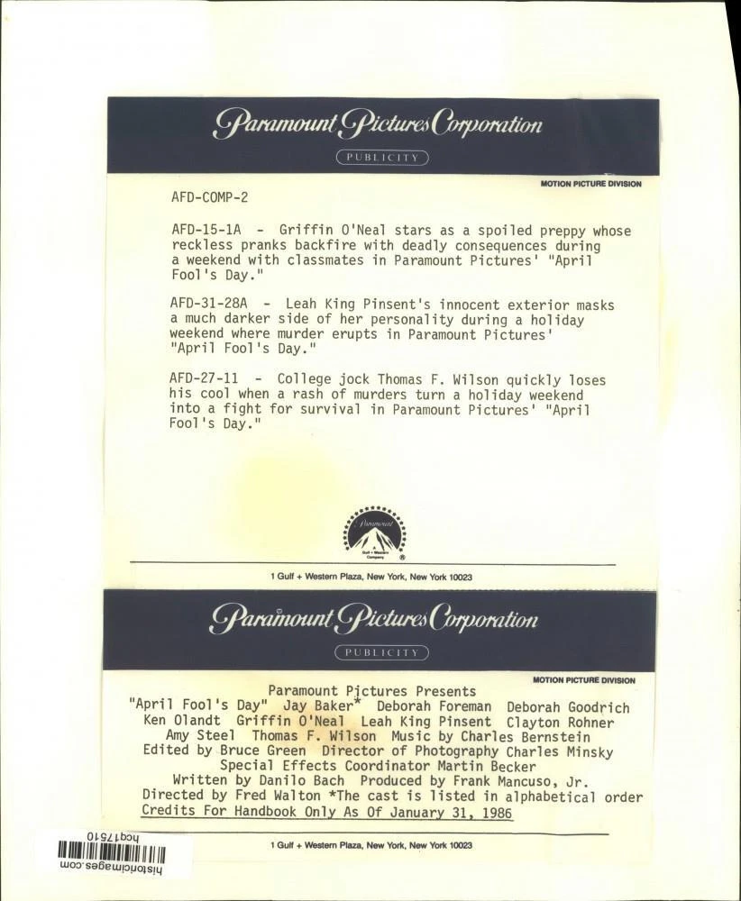 April Fools Day Movie Cast