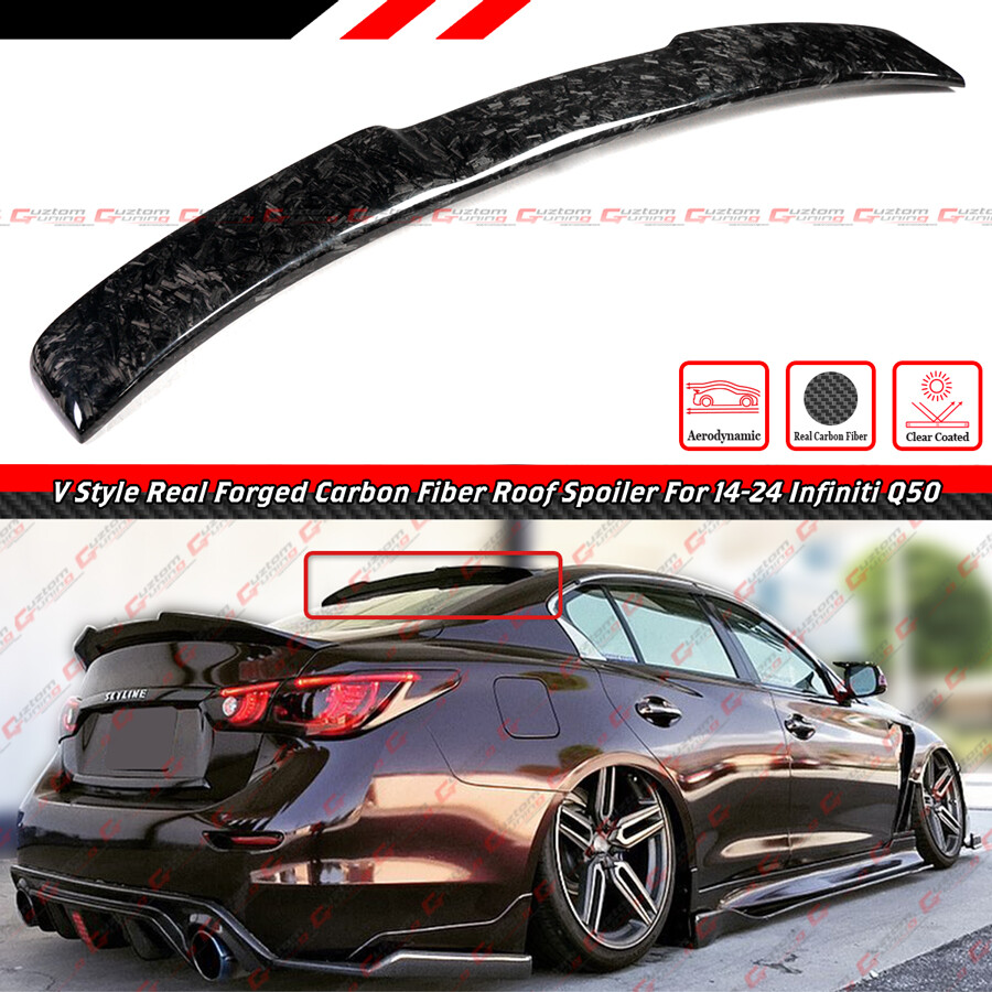 FOR 14-24 INFINITI Q50 Q50S V STYLE FORGED CARBON FIBER REAR WINDOW ...