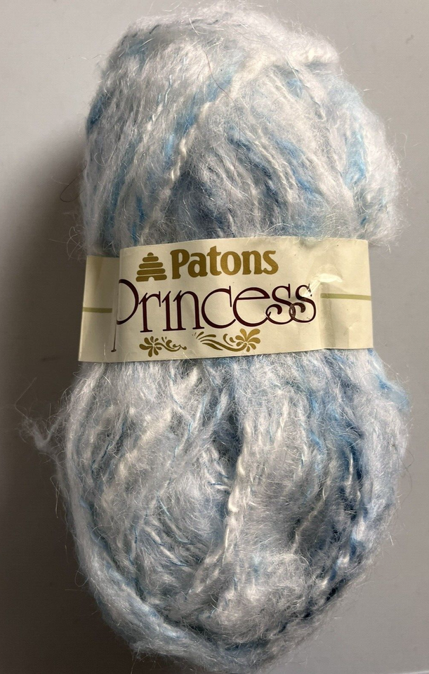 Patons Princess Mohair Blend Yarn 5 Skeins Blue White 1-3/4 Oz -Made in ...